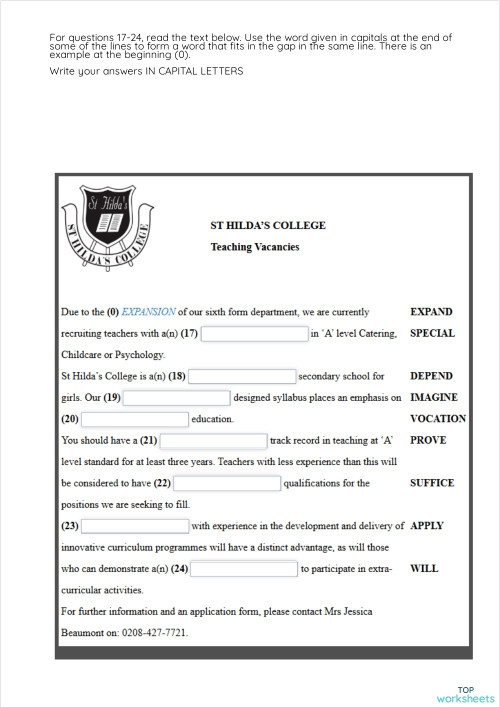 TEST 1 PAPER 1 - READING AND USE OF ENGLISH PART 3. Interactive ...