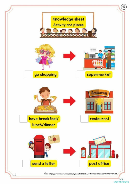 knowledge sheet activity and places3. Interactive worksheet | TopWorksheets