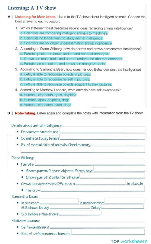 ALS 03Listening activity page 166-167. Interactive worksheet ...
