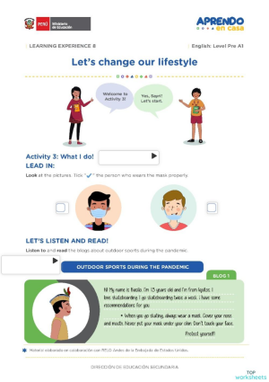 LET'S CHANGE OUR LIFESTYLE. ACTIVITY 3.. Interactive worksheet ...
