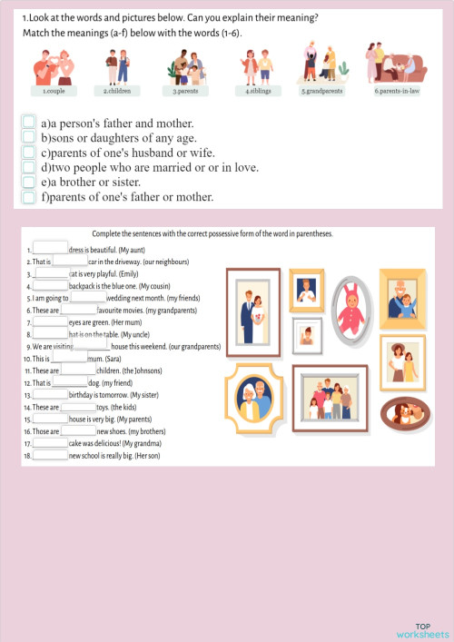 Definitions - Vocabulary 1. Interactive worksheet | TopWorksheets