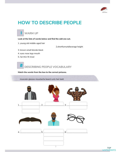 Describing people sample assignment. Interactive worksheet | TopWorksheets