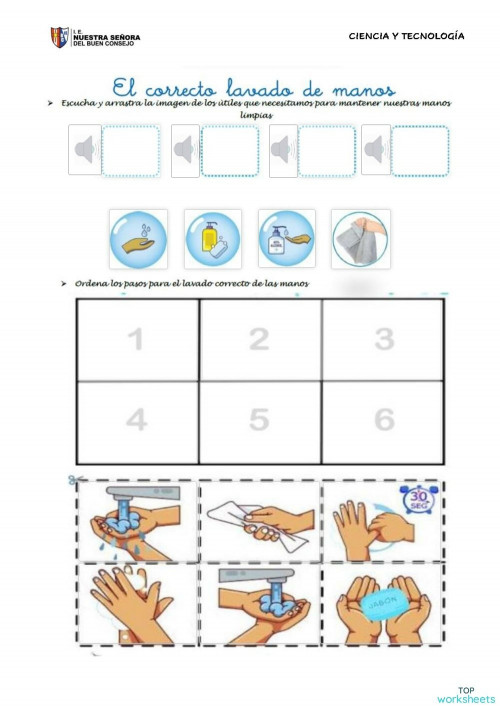 El lavado de manos. Ficha interactiva | TopWorksheets