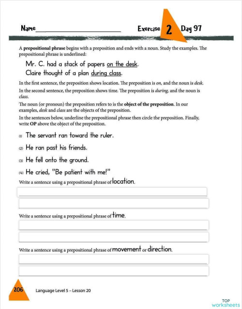 Prepositional Phrase: interactive worksheets and online exercises ...