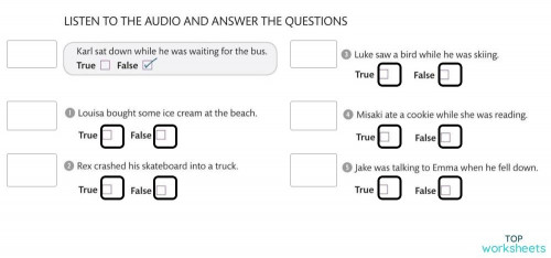 Past Continuous 2 listening. Interactive worksheet | TopWorksheets