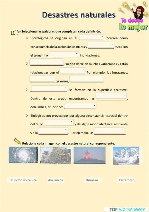 Desastres naturales. Ficha interactiva | TopWorksheets