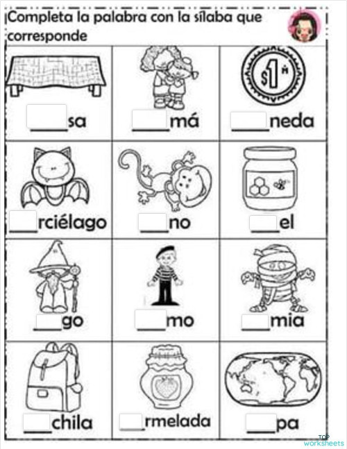 PALABRAS INCOMPLETAS. Ficha interactiva | TopWorksheets