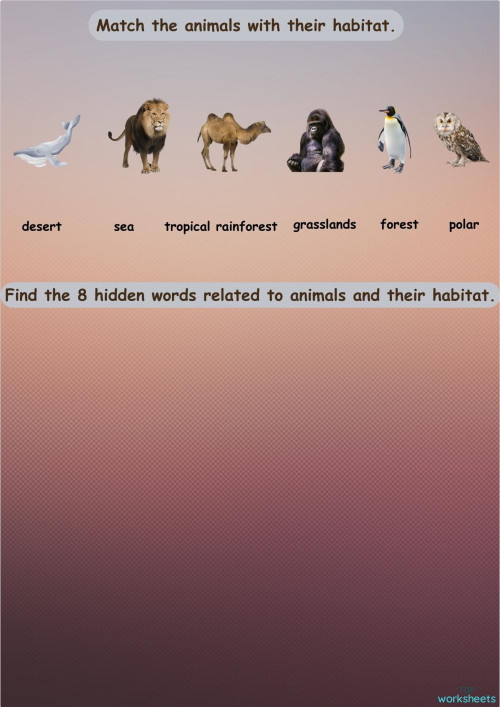 Match the animals with their habitat. Interactive worksheet | TopWorksheets