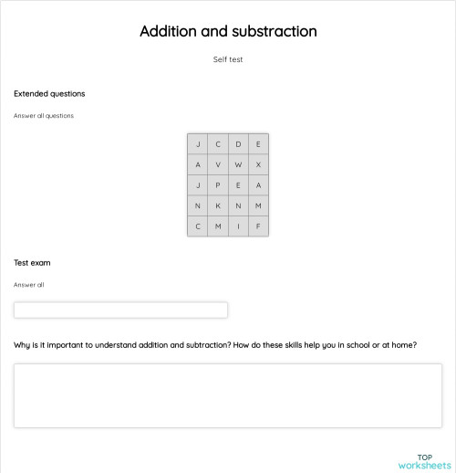 Addition and substraction. Interactive worksheet | TopWorksheets