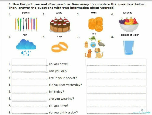 How much, how many?. Interactive worksheet | TopWorksheets