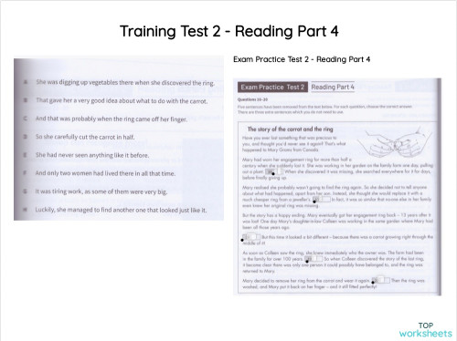 Training Test 2 - Reading Part 4. Interactive worksheet | TopWorksheets