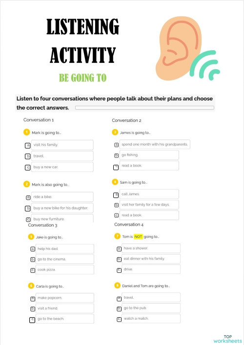LISTENING ACTIVITY - PRESENT CONTINUOUS. Ficha interactiva | TopWorksheets