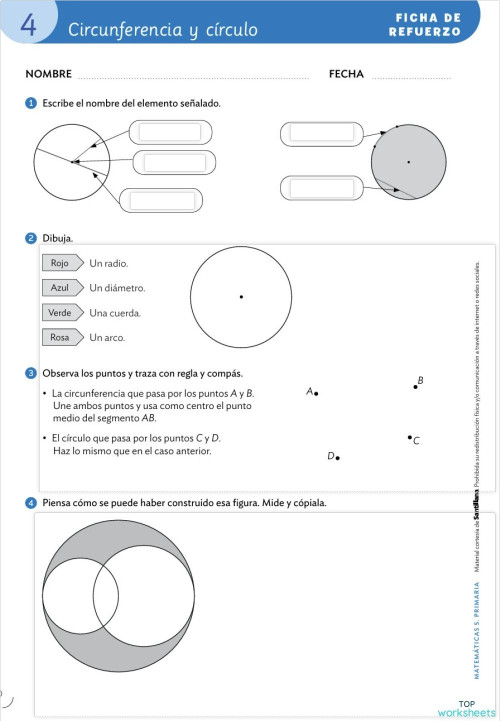 Circunferencia y círculo.. Ficha interactiva | TopWorksheets