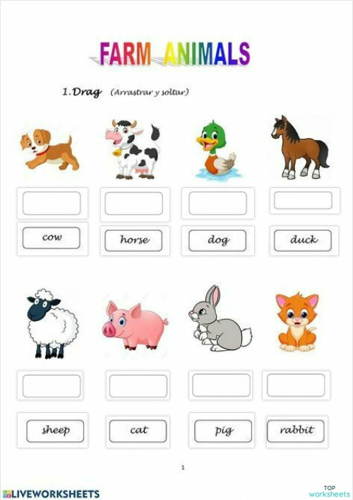 farm animals. Interactive worksheet | TopWorksheets