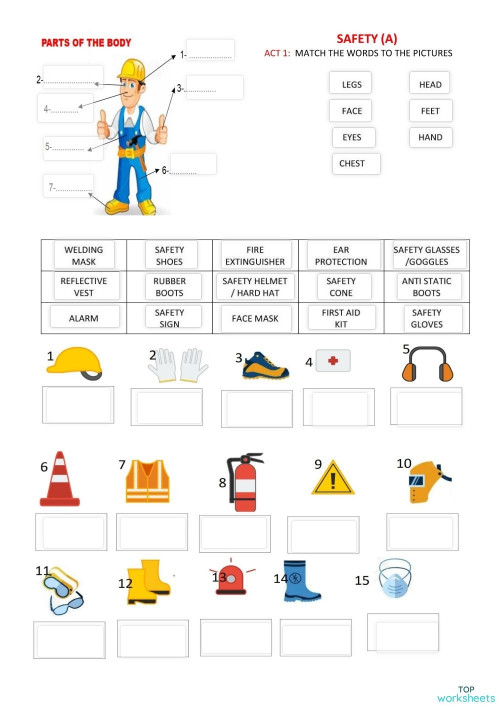 SAFETY EQUIPMENT A. Interactive worksheet | TopWorksheets