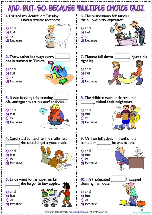 Conjunctions. Interactive worksheet | TopWorksheets