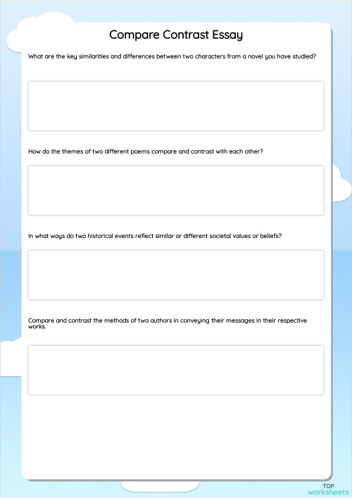 Compare Contrast Essay. Interactive worksheet | TopWorksheets