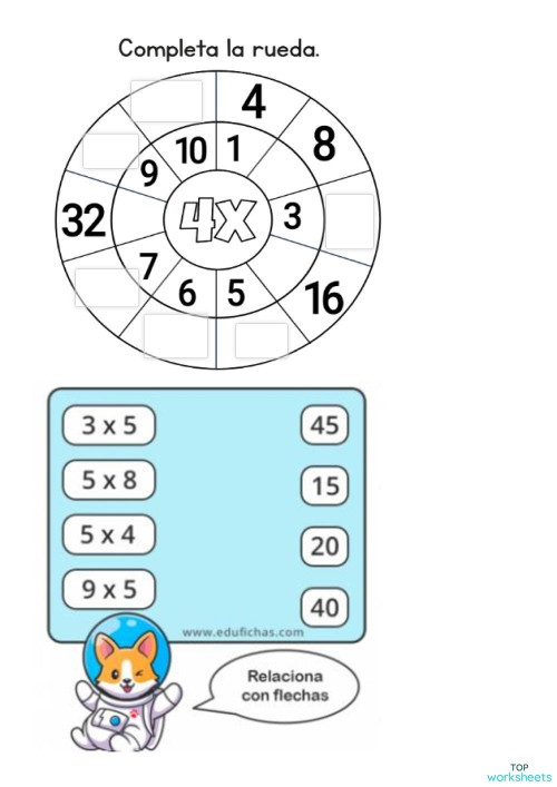 TABLA DEL 4 Y 5. Ficha interactiva | TopWorksheets