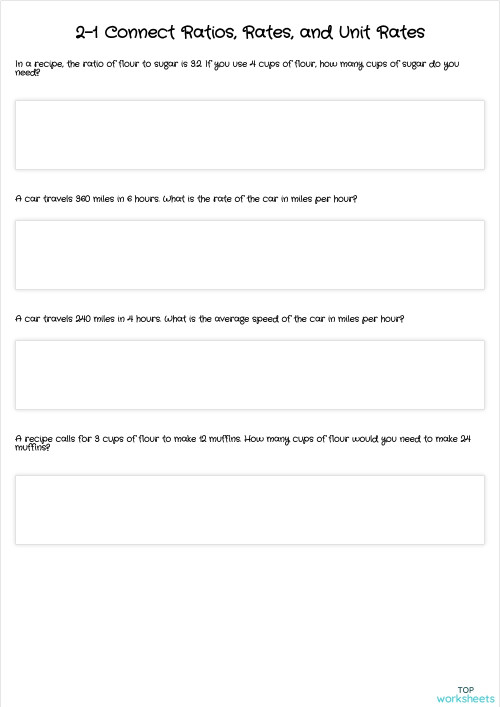 2-1 Connect Ratios, Rates, and Unit Rates. Interactive worksheet ...