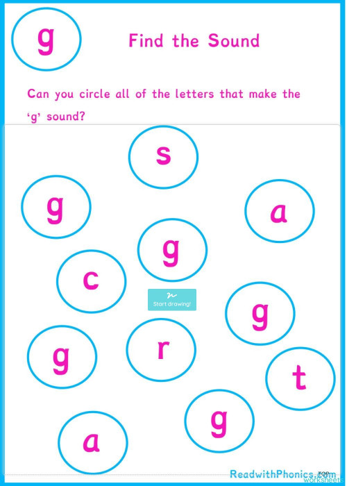 circle g letter. Interactive worksheet | TopWorksheets