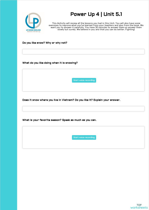 Power Up 4 | Unit 5.1. Interactive worksheet | TopWorksheets