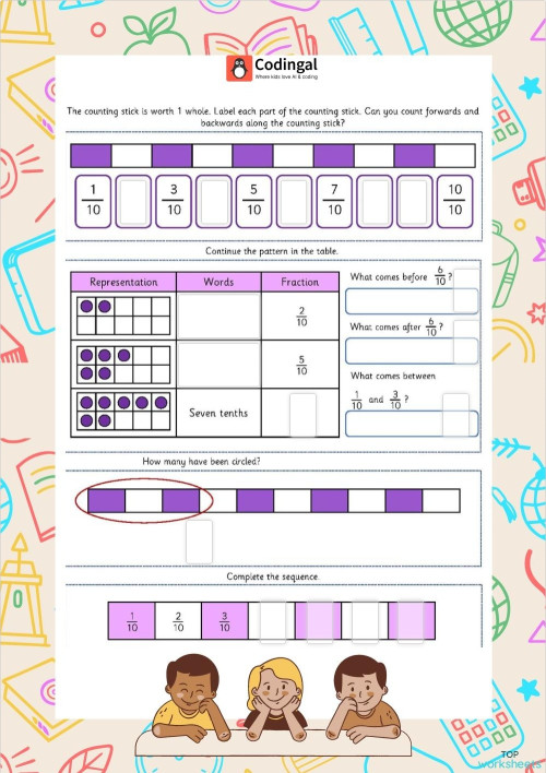 M_G03M20L45_WC02_Count_in_tenths_2. Interactive worksheet | TopWorksheets