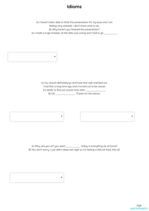 Idioms overall 1. Interactive worksheet | TopWorksheets