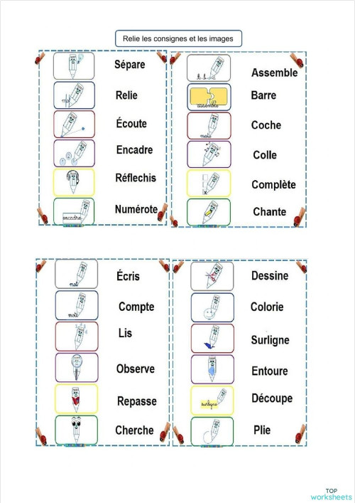 Les consignes de la classe. Fiche interactive | TopWorksheets