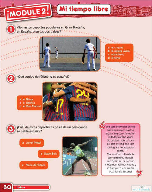 2. ¿Qué te gusta hacer? 30 Viva 1. Ficha interactiva | TopWorksheets