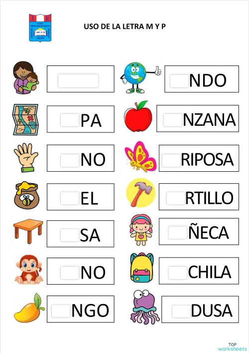 Uso de la M y P. Ficha interactiva | TopWorksheets