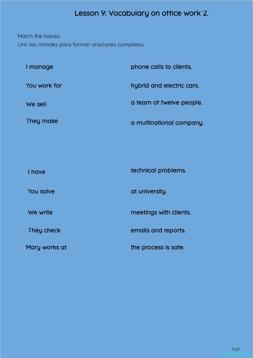 Vocabulary on office work 2. Interactive worksheet | TopWorksheets