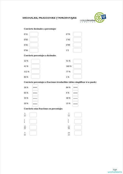 Números decimales. Comparar y ordenar.. Ficha interactiva | TopWorksheets