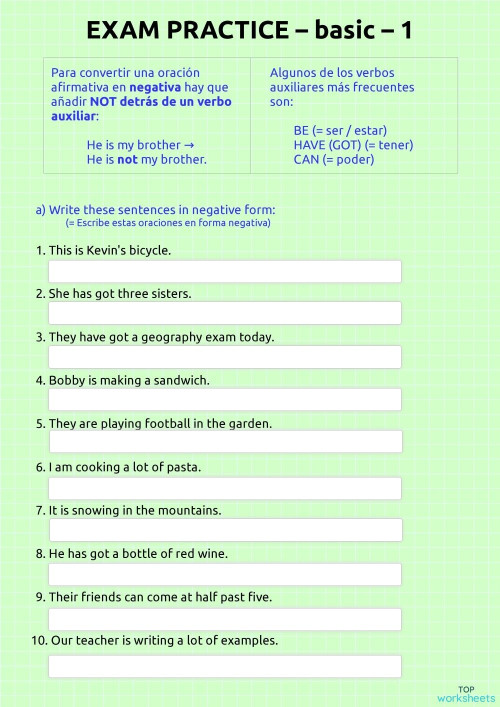 exam practice basic 1. Interactive worksheet | TopWorksheets
