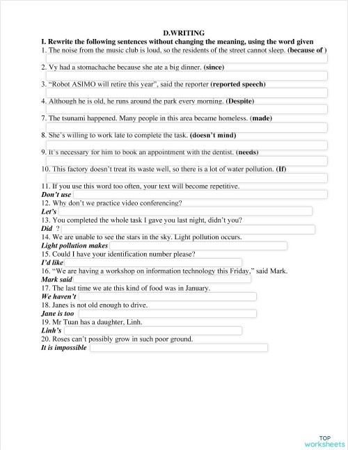 Writing_TS_E8. Interactive worksheet | TopWorksheets