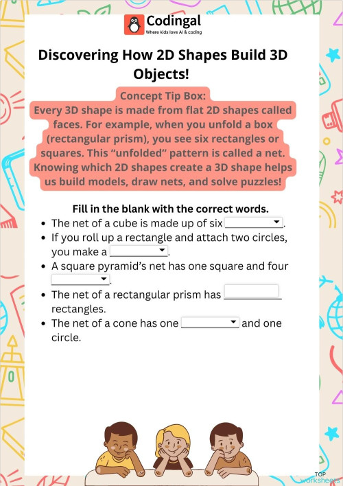 M_G01M18L61_WC02_Composing 3D Shapes. Interactive worksheet | TopWorksheets