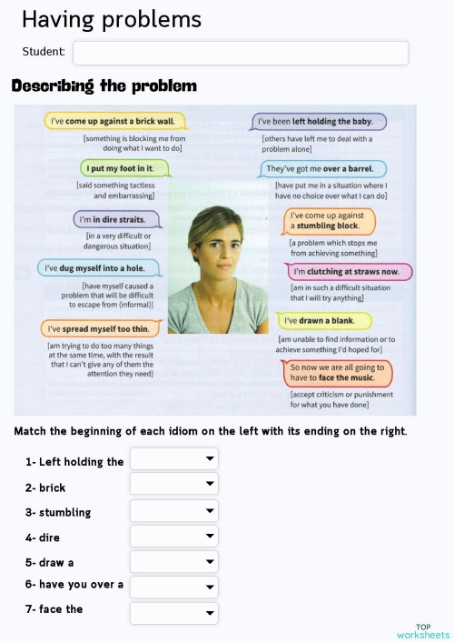 Having problems. Interactive worksheet | TopWorksheets