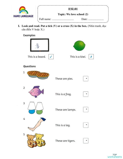 ESL01_We love our school (2). Interactive worksheet | TopWorksheets