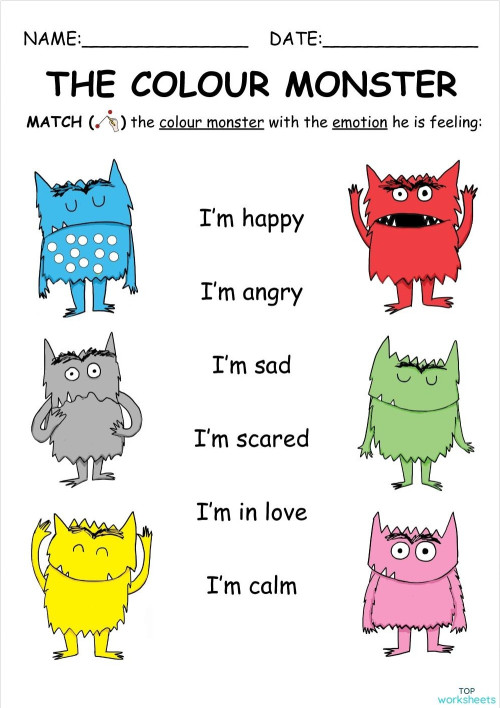 The Colour Monsters. Interactive worksheet | TopWorksheets