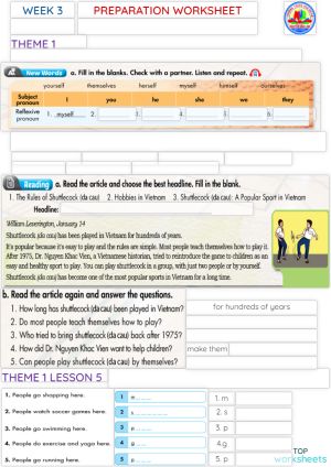 PREPARATION WEEK 3. Interactive worksheet | TopWorksheets