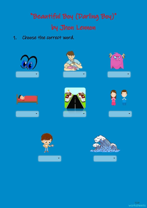 Beautiful Boy by John Lennon. Interactive worksheet | TopWorksheets