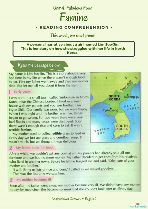 Reading: Famine. Interactive worksheet | TopWorksheets