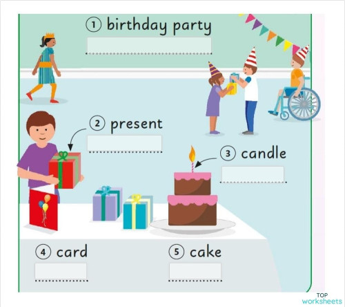 birthday party. Interactive worksheet | TopWorksheets