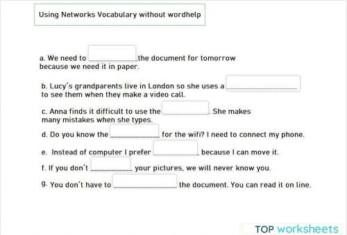 Networks. Interactive worksheet | TopWorksheets