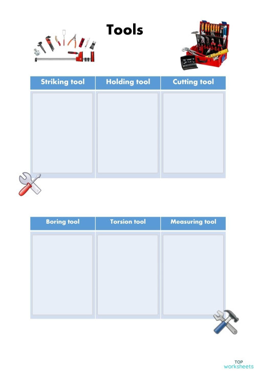 Category of Tools. Interactive worksheet | TopWorksheets