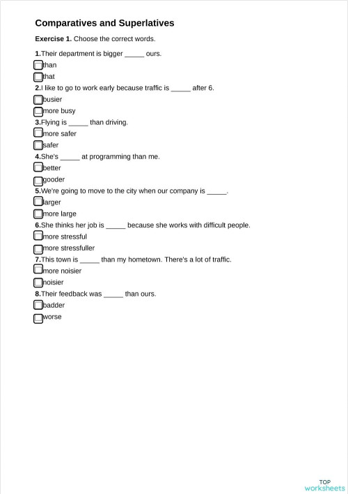Comparatives and Superlatives_Practice. Interactive worksheet ...