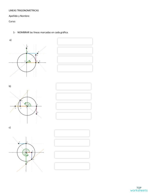 LINEAS TRIGONOMETRICAS- Trabajo Practico N° 5. Ficha interactiva | TopWorksheets