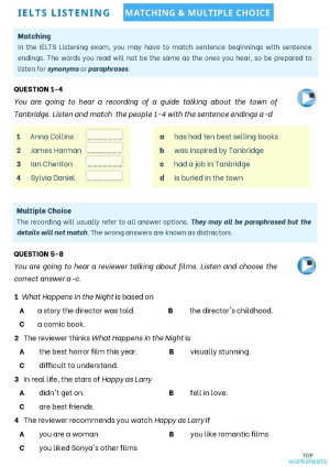 14. IELTS LISTENING - Matching & Multiple Choice 2. Interactive ...