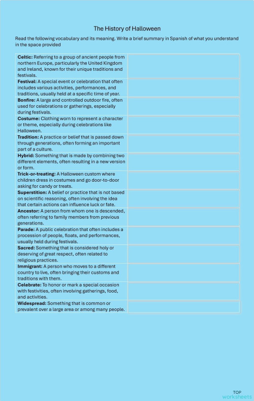 The history of Halloween. Interactive worksheet | TopWorksheets