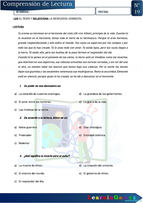 Comprensión Lectora. Ficha interactiva | TopWorksheets