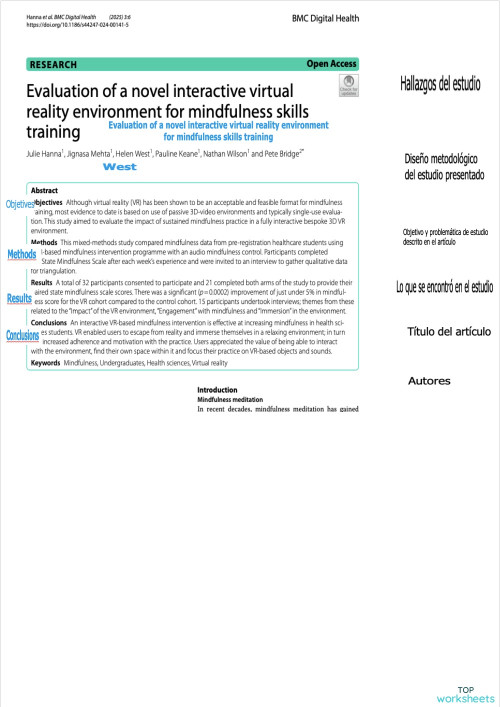 Estructura del resumen en un artículo científico. Ficha interactiva ...